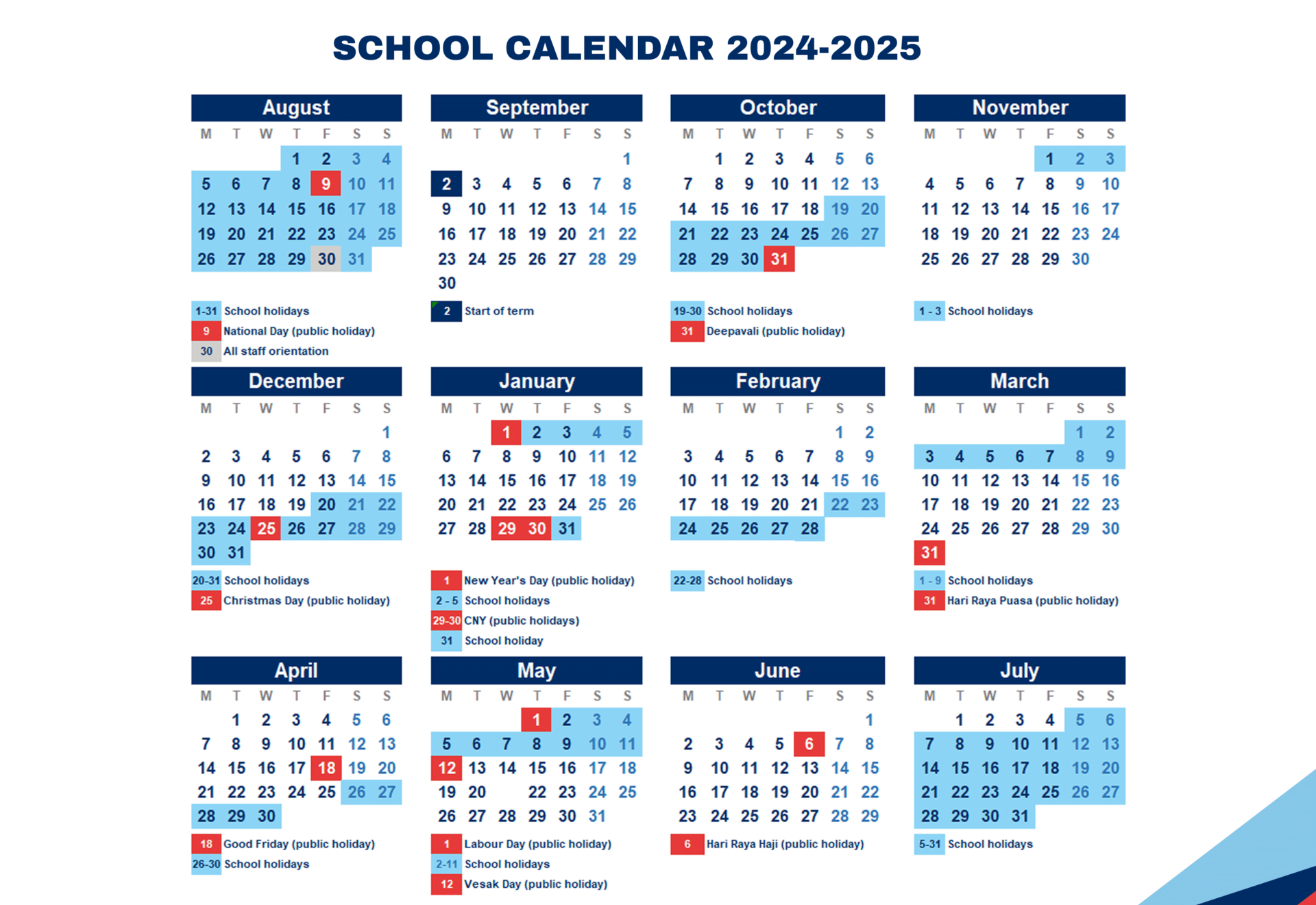 American School Of Grenoble Calendar 2024-2025 [Term Dates]