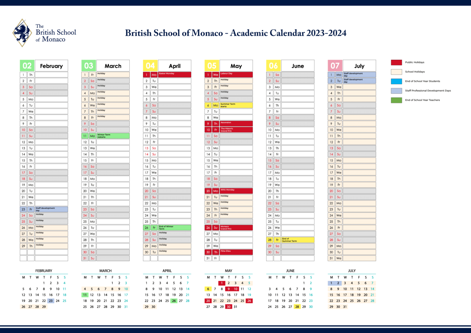 British School of Paris Calendar 2026 - France School Calendar
