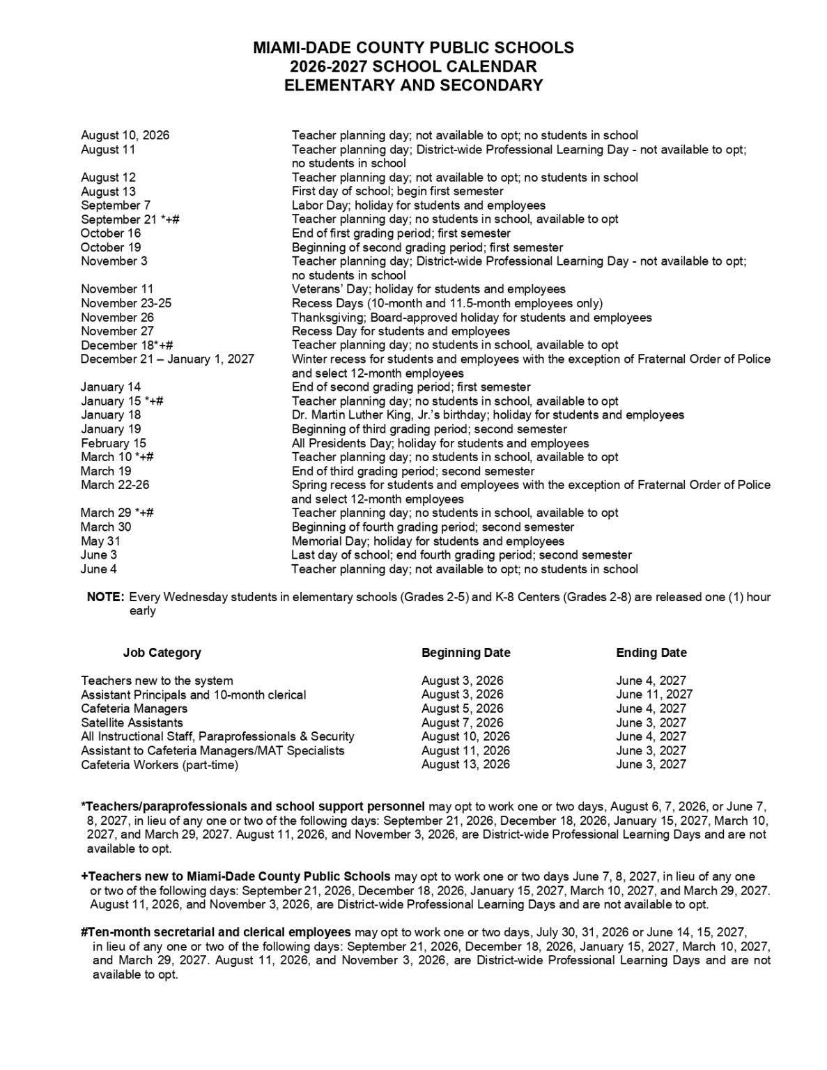 Miami-Dade County Public Schools Calendar 2026-2027 [PDF]