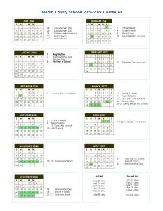 DeKalb County Schools Calendar 2026-2027 [Academic Year]